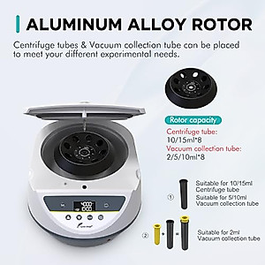 LAB FISH Lab Benchtop Centrifuge Machine 8 x 2ml/5ml/10ml/15ml Capacity Test Tubes,Low Speed 500-5000r/min,Max 3074xg RCF