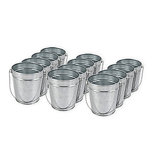 12 Pack Small Galvanized Metal Buckets with Handles, Mini Tin Pails for Party Favors, Succulents, Rustic Home Décor Metal Pail Mini Buckets Party Favors for Kids Crafts Wedding - 4.5 Inches