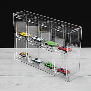 Kcgani Clear Acrylic Display Case for Figures, 8 Grids Collection Box Mineral Crystal Display Box, Acrylic Desktop Organizer for Action Figure Collectibles Holder Anime Figurine Mini Toys Storage Box