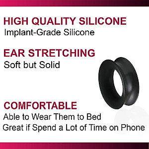 38mm Black Implant grade sili Double Flare Flesh Tunnels Large Gauge Plugs ABYR Ear Stretchers Piercing SI04 2Pcs