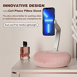 Gooseneck Cell Phone Holder Bed, Angle Height Adjustable Soft Pillow Holder for Bed,Compatible with 14 Pro Max 13 Pro Max ect.,Samsung S10 S9 S8 & Other (Pink)