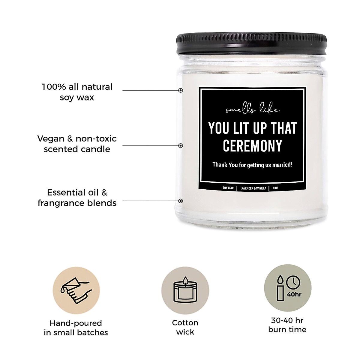 YouNique Designs Wedding Officiant Gifts for Wedding Day Gift for Officiant of Wedding Ceremony 9oz Candle - Cool Gifts for Wedding Officiant - Wedding Officiant Gift Idea (Mahogany Teakwood)