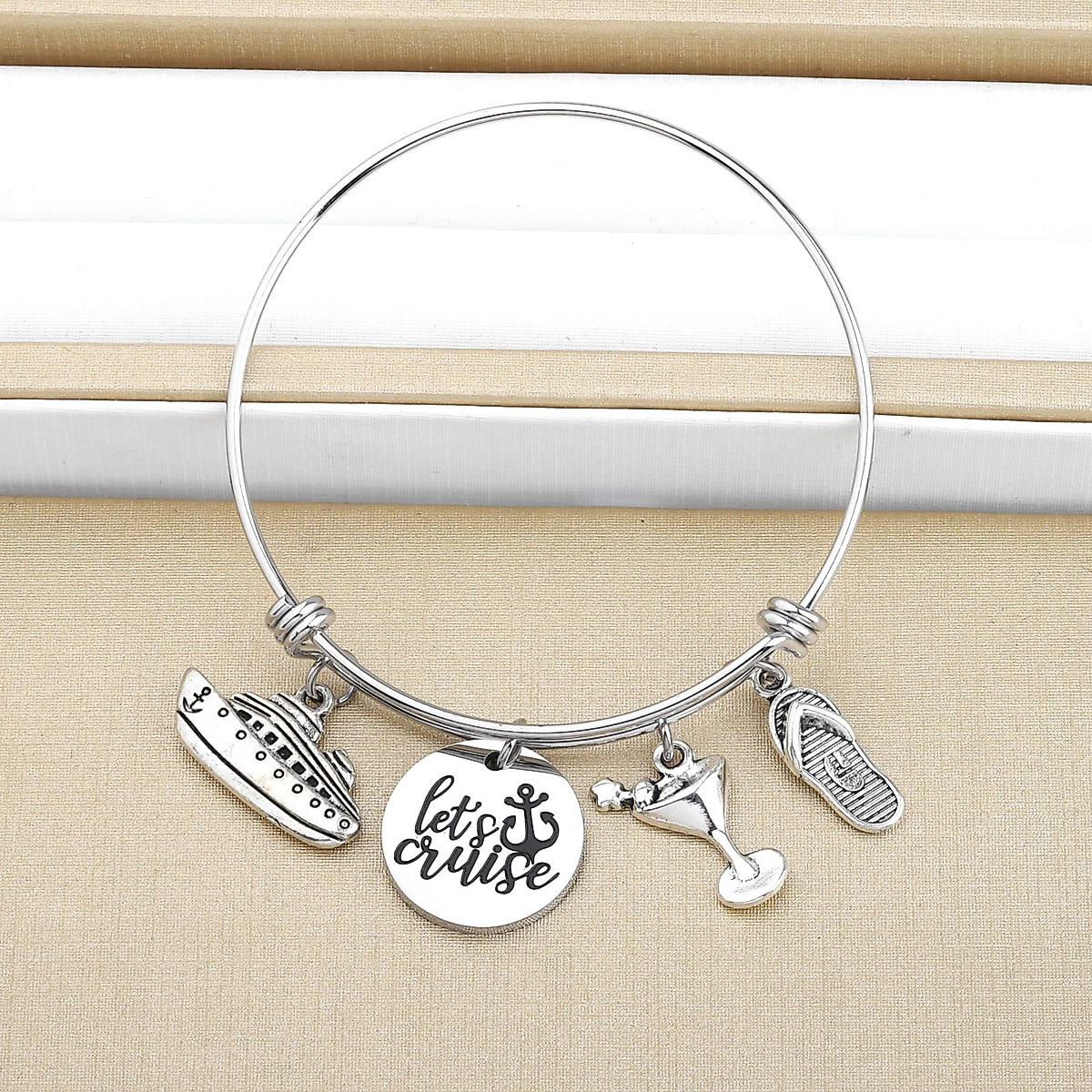 KEYCHIN Cruise Vacation Bracelet Alaskan Cruise Gifts Let's cruise Jewelry Bestie Trip(Cruise Br-S)