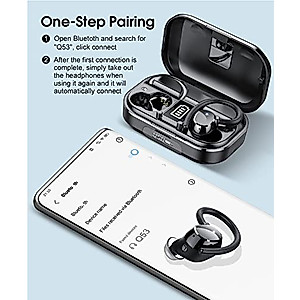 VOESUD 2022 Upgrade Wireless Earbuds, Bluetooth 5.3 Headphones with Mic,Wireless Headphones Running with IP7 Waterproof Ear Hooks,Touch Control for Sport/Work