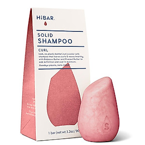 HIBAR - Curl Shampoo Bar - For Curly Hair - Define, Cleanse & Nourish - With Babassu & Pracaxi Butter & Curl Complex - Plastic-Free - Soap, Paraben & Sulfate-Free - Color Safe & Vegan - 1 Solid Bar