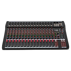 Audio Mixer 16 Channel Bluetooth Live Studio LED Display Professional USB Mixing Console with 3-Band EQ Sound Board Console DJ Studio Audio Mixer for PC Recording Music (16 Channel)