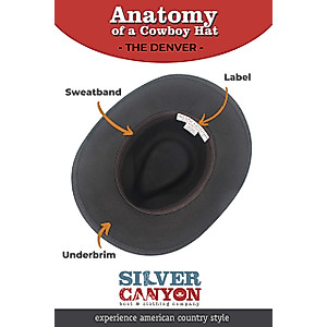 Mens+Outback+Wool+Cowboy+Hat+Bozeman+Black+Crushable+Western+by+Silver+Canyon