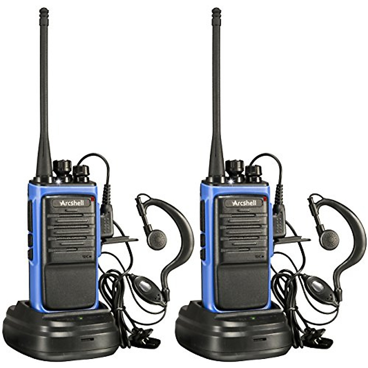 Arcshell Rechargeable Long Range Two-Way Radios with Earpiece 2 Pack Walkie Talkies Li-ion Battery and Charger Included