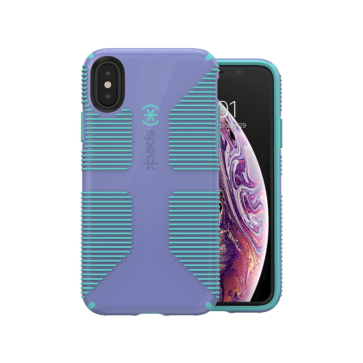 Speck Products CandyShell Grip iPhone XR Case, Wysteria Purple/Mykonos Blue