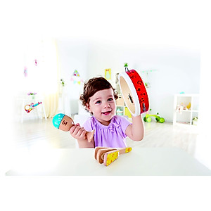 Hape Junior Percussion Set | 3 Piece Wooden Percussion Instrument Set for Toddlers, E0615