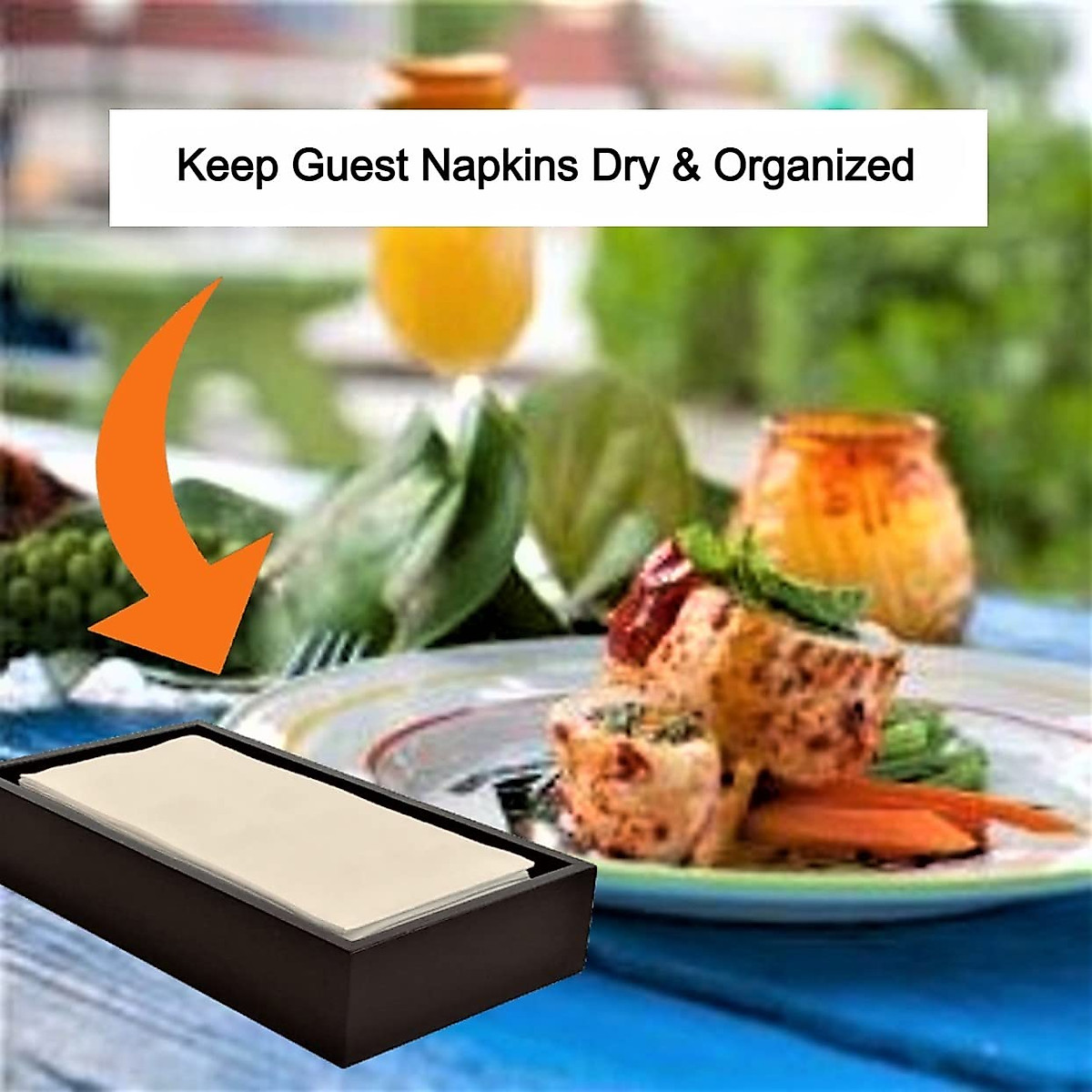 Kitchen Noble Bamboo Guest Towel Holder In Dark Walnut (9.75''x 5.50''x 2'') – Bathroom Napkin Tray – Organizer Box - For Desk, Bathroom, Dining Table, Kitchen Counter & Drawers (KN082522)