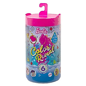 Barbie Color Reveal Chelsea Doll with 6 Surprises: 4 Mystery Bags Contain Hair Piece, Skirt, Shoes & Accs.; Water Reveals Doll’s Look & Color Change on Bodice; Color-Block Series [Styles May Vary]