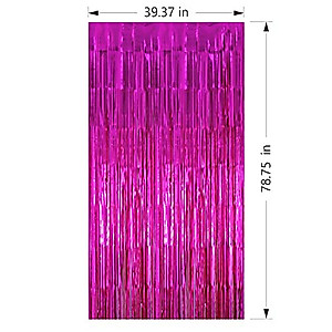 3 Pack Foil Curtains Metallic Foil Fringe Curtain for Birthday Party Photo Backdrop Wedding Event Decor (Matte Purple)