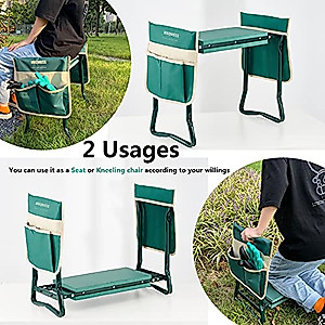 MBQMBSS Garden Kneeler and Seat, Heavy Duty Garden Kneeler Seat, Portable Gardening Tools, Foldable EVA Garden Helper Seat with 2 Tool Pockets, Premium Gardening Gift for Arthritis Gardeners