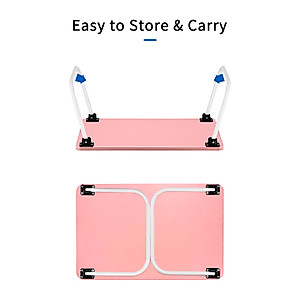 Ruxury Folding Lap Desk Laptop Stand Bed Desk Table Tray, Breakfast Serving Tray, Portable & Lightweight Mini Table for Sofa Couch Floor - Pink