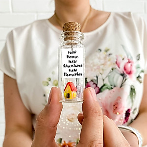 Inspirational Message in a Bottle Gift Idea - Classy Gifts for Friends and Family - Unique Boyfriend Girlfriend Presents (Colorful House - New Home, New Adventures, New Memories, Gift Bottle)