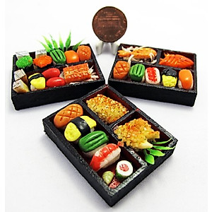 ThaiHonest 3 Mix Dollhouse Miniature Sushi Bento ,Tiny Food,Dollhouse Food
