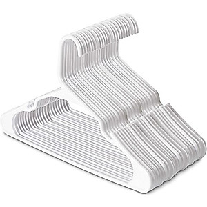 Zoyer Plastic Hangers (20 Pack, White)- Durable Clothes Hangers- Space Saving Shirt Hangers- Slim Coat Hangers- Suit Hangers