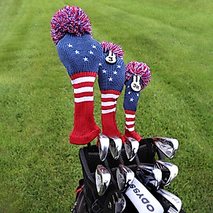 IZZO Vintage Fairway Headcover, Patriot USA, Red, White, Blue