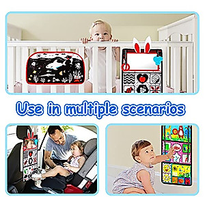 Inbeby Tummy Time Mirror Toy & Baby Mirror Toys, Black and White High Contrast Baby Newborn Toys 0 3 6 Months Brain Development, Sensory Texture Piano Infant Toys 0 3 6 Months with Squeaker