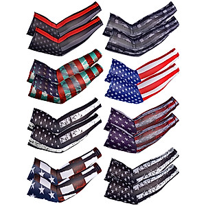 SATINIOR 8 Pairs Arm Sleeves for Men Women Compression UV Sun Protection Arm Sleeves (L)