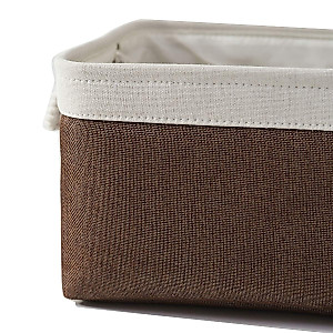 Sacyic Storage Baskets for Shelves, Fabric Baskets for Organizing, Collapsible Storage Bins for Closet, Nursery, Clothes, Toys, Home & Office [9-Pack, White&Brown]