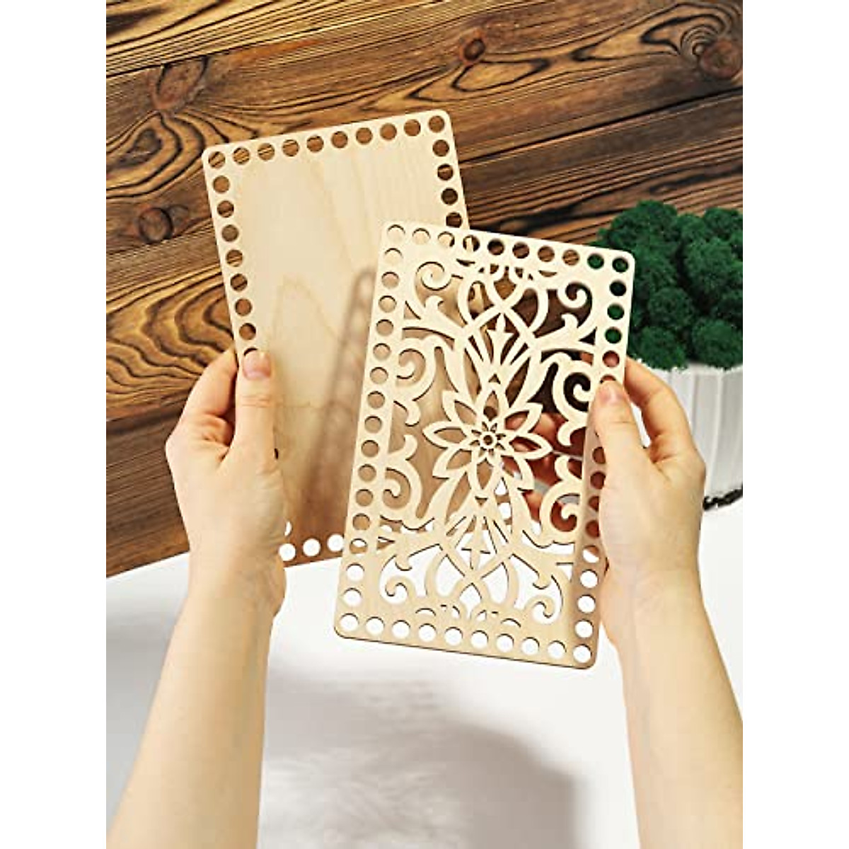 Premium Baltic birch plywood Rectangle Wooden Basket Bottoms and lids set, solid wooden base for DIY Crochet