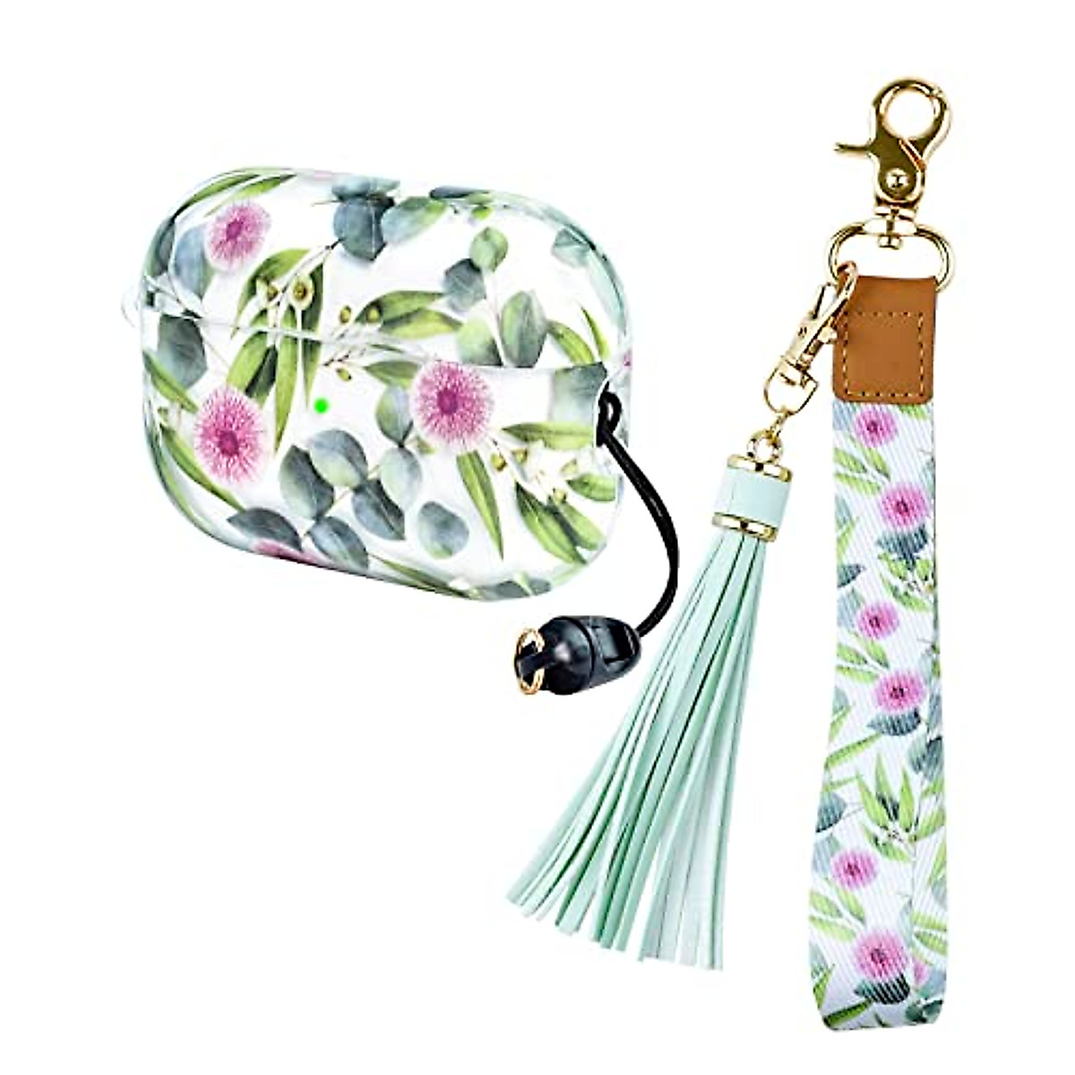 AirPods Pro 2 Case with Wristlet Keychain, YOPICKERN Hard AirPods Pro 2nd Generation Case Protective Cover with Wrist Lanyard for AirPods Pro 2nd Generation (2022 Released) Gifts for Women, Eucalyptus