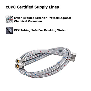 PARLOS 24 Inch Faucet Water Supply Lines cUPC CERTIFIED with 9/16-24 UNEF threads Brass Connector, 2103001