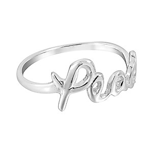 AeraVida Unyielding Message of Peace .925 Sterling Silver Ring | Minimalist Peace Message Silver Ring for Women | Motivational Word Ring | Anniversary Jewelry Gift (8)