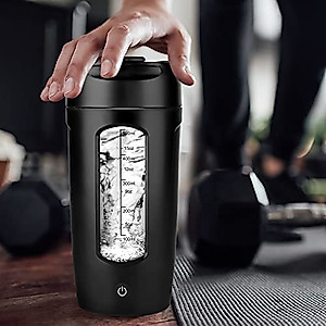 Genteen Blender Bottles, Protein Shaker Bottle for Protein Mixes USB-Rechargeable Powerful Electric Shaker Bottles includes Supplement Storage - BPA Free | 20 oz Cup (Black)