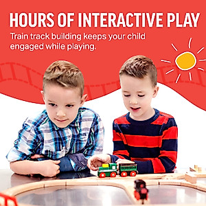 Tiny Conductors 18 Piece Wooden Train Track Connectors & Adapters, 100% Real Wood Male-Male & Female-Female Pieces, Compatible with Thomas and Major Brands Wooden Toy Railroad Sets, (18-Piece)