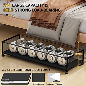 Eastherry Under Bed Storage with Wheels, 54L XXL Larger Under Bed Storage Containers with Clear Lids, 36'' Lengthen Under Bed Shoe Organizer, Rolling Under Bed Storage for Shoes Clothes (2 PACK)