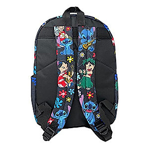 Disney Lilo and Stitch Dance Together Allover Print Black 16 inch Girls Large School Backpack