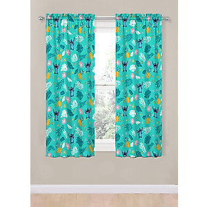Jay Franco Disney Lilo & Stitch Aloha Stitch 63" Inch Drapes - Beautiful Room Décor & Easy Set Up, Bedding - Curtains Include 2 Tiebacks, 4 Piece Set (Official Disney Product)