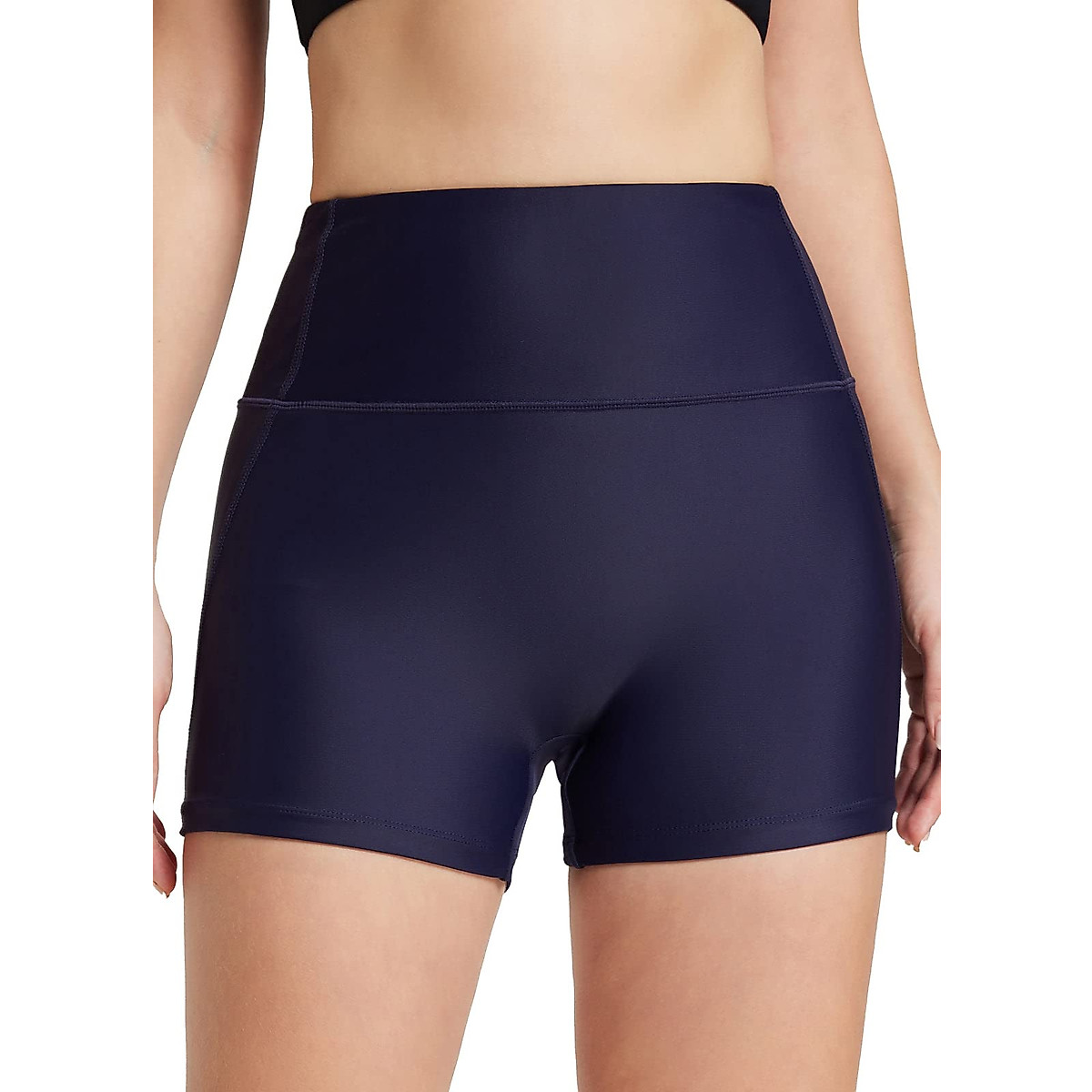 BALEAF Women's 3" High Waisted Swim Bottoms Bathing Suit Boy Shorts Tummy Control Full Coverage Swimsuit Bottoms Modest Navy Blue XL