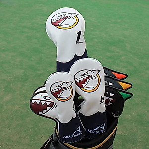AIMSHARK Mark Golf Head Covers/Driver Cover/Fairway Wood Cover/Utility Cover (Mark U/W Cover Black)