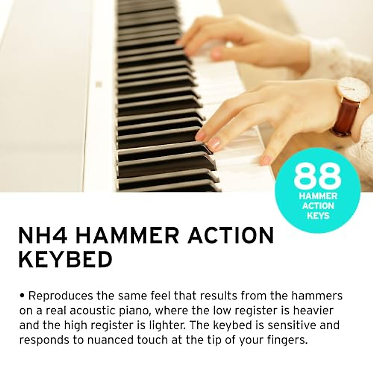 KORG B2 Portable Digital Piano with 88-Key Full Size Weighted Keyboard, Built-in Speakers, Music Stand, Sustain Pedal, and Power Supply (B2WH)