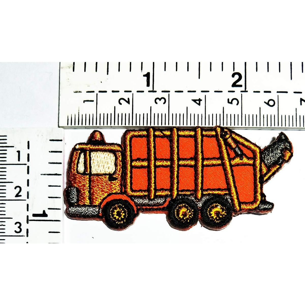 Set 3 Pcs Mini Small Orange Garbage Dump Truck Iron On Patches Cartoon Kids Sew On Appliques Embroidered Patch Badge Decorate Repair Patches for Hats Jackets Shirts Vests Shoes Jeans (21)
