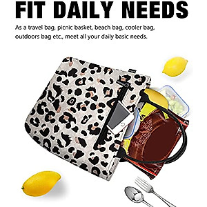 Aosbos Leopard Lunch Bag Women, Leakproof Insulated Lunch Box Lunch Tote Bag Lunch Cooler Bags, Meal Prep Container Loncheras Para Mujer for Work Travel Picnic Gym, Leopard Print