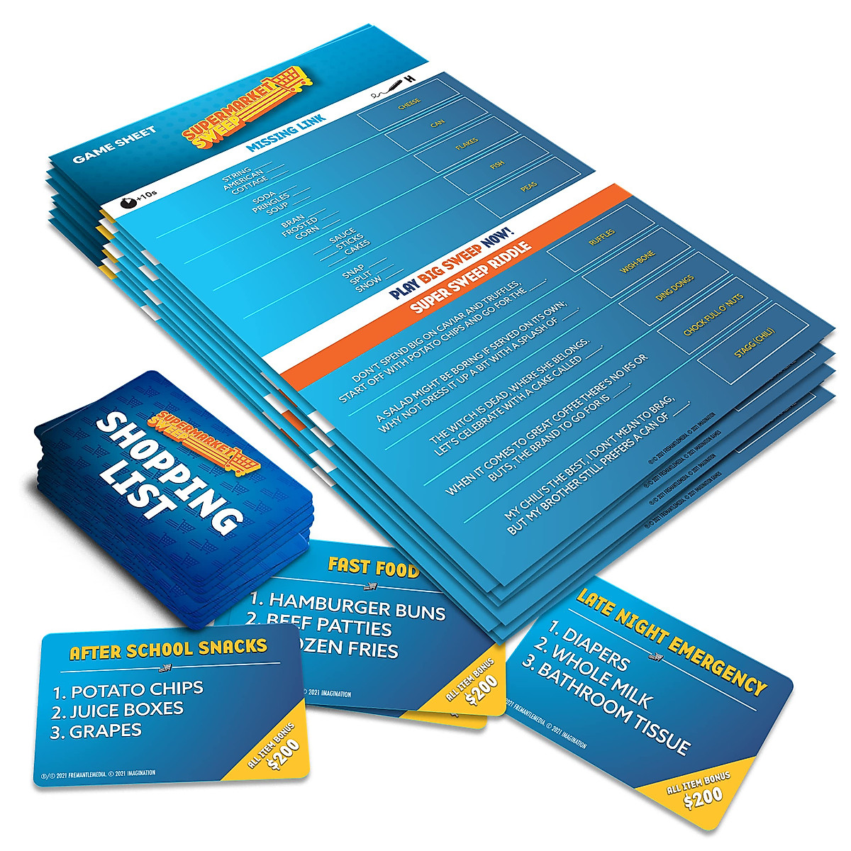 Supermarket Sweep Game, Race Against Time, Grab The Priciest Products to Win, Question Categories from TV Show, Aisle of Champions, On Your Carts, Get Set, Go, Ages 12+