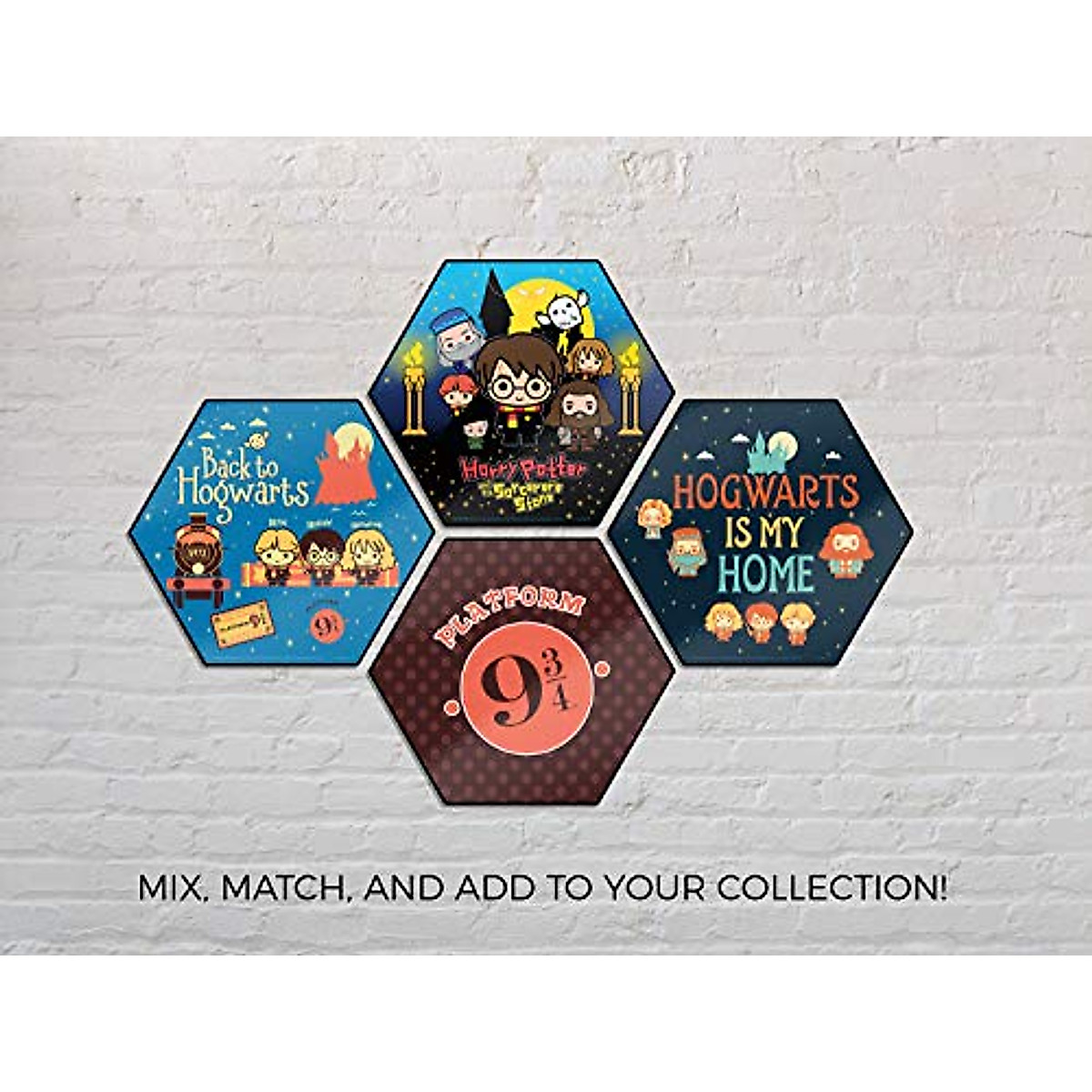 Harry Potter – Platform 9 3/4 – Hogwarts Express Train - 11.5” X 10” Hexagon Shaped KNEXAGON Wood Print – Hang Alone or Connect to Other Pieces – Officially Licensed Merchandise