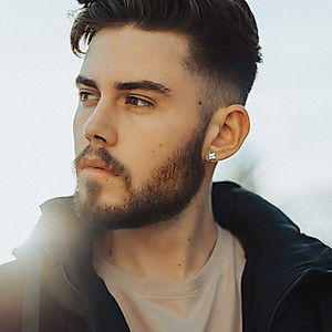 sailimue 5 Pairs Stainless Steel Cubic Zirconia Stud Earrings Set for Women Men Brilliant Round Square Teardrop Faux Diamond Halo Earrings CZ Piercing Earrings Jewelry Gifts