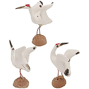Angoily 3pcs Zen Garden Miniatures Ceramic Crane Figurine Statue Japanese Zen Garden Accessories Fairy Garden Animals for Micro Landscape Terrarium Decor