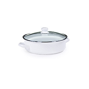 Golden Rabbit Enamelware - Solid White Pattern - 3qt Saute Pan