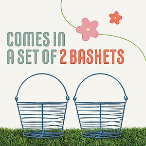 CONCORD 8" Egg Basket For Storage Collecting and Transporting Chicken and Duck Eggs. Farm Grade Wire Baskets. 2 Pack (Blue)