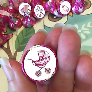 180 It's a Girl Baby Shower Kisses Candy Stickers, Pink Chocolate Drops Labels, Baby Shower Party Supplies Baby Shower Favors for Girl, 0.75 Inches.