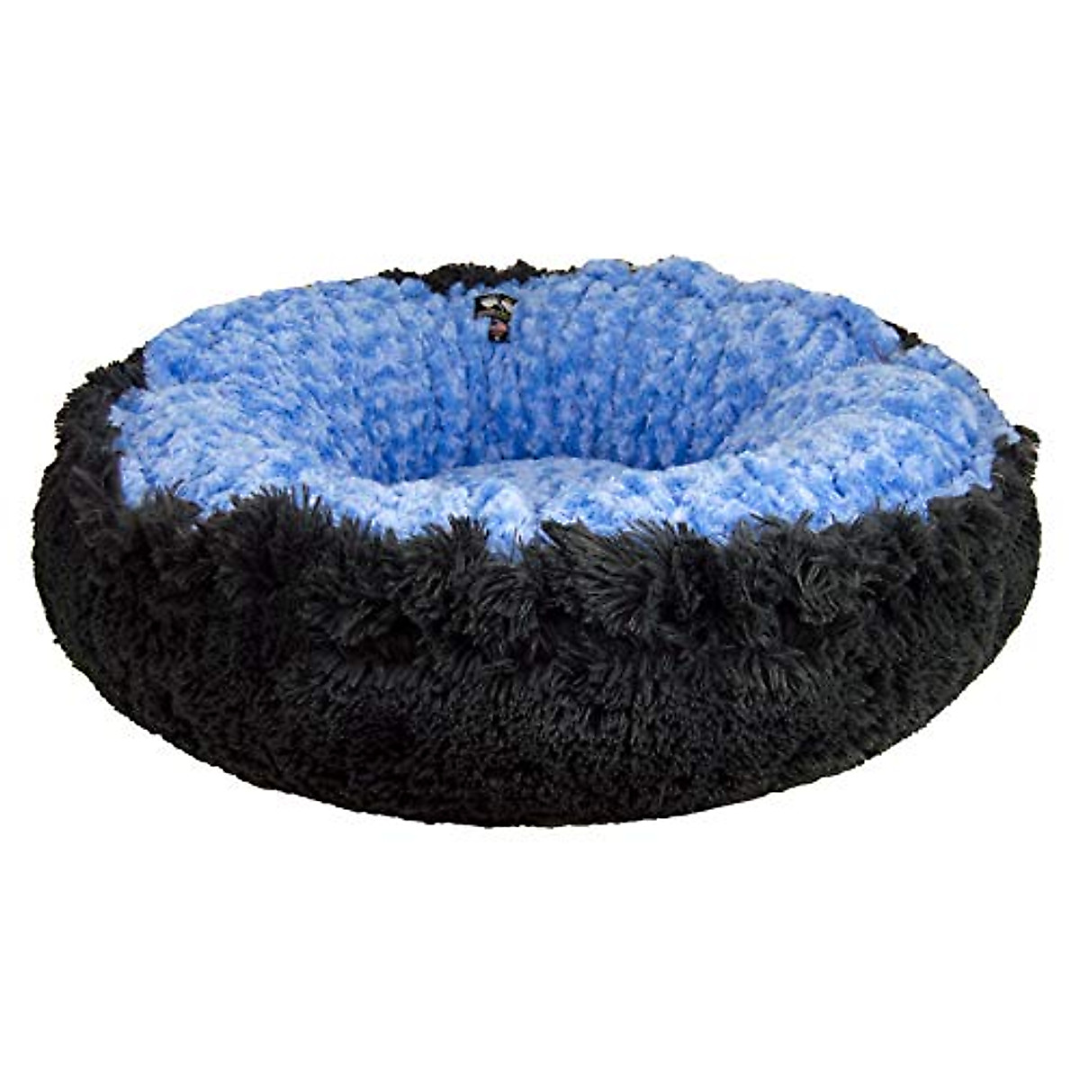 Bessie and Barnie Blue Sky/Wolfhound Grey Luxury Shag Ultra Plush Faux Fur Bagelette Pet/Dog Bed (Multiple Sizes)