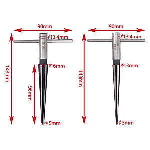 ApplianPar T Shape Handle Taper Reamer 3-13mm and 5-16mm Bridge Pin Hole Hand Held Tapered Reamers 6 Fluted Chamfer Chaser Reaming Tool for Woodworker Guitar Luthier Cutting Pack of 2
