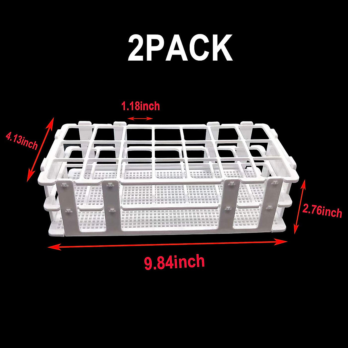 Luckkyme Plastic Test Tube Rack 2 Pack 21 Holes Lab Test Tube Rack Holder for 30mm and Below The Test Tubes, Detachable, 21 Holes